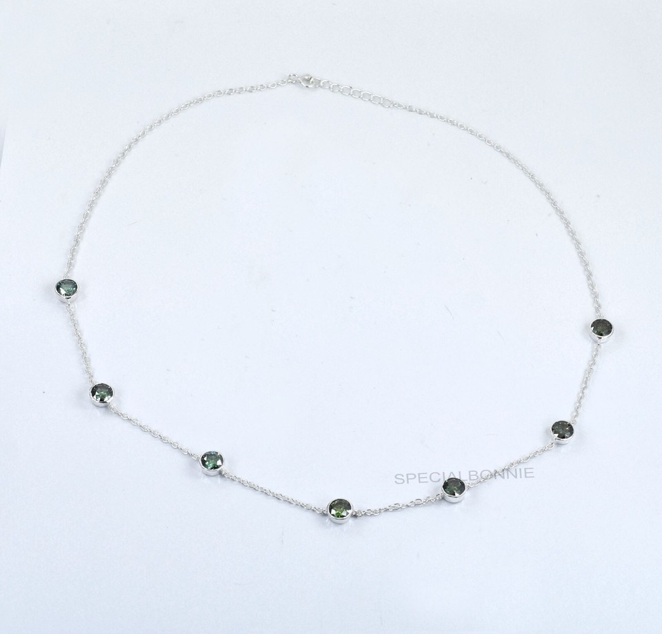 3.40 Ct Elegant Blue Diamond Chain Necklace In 925 Silver | eBay