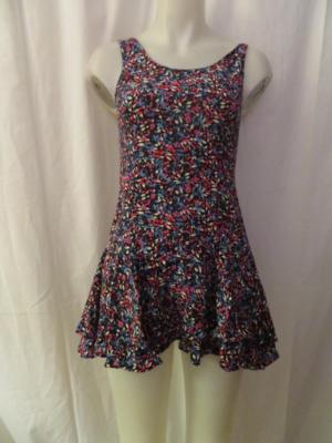 NWT WOMENS PENELOPE INWEAR BLACK MULTI-FLORAL PRINT DRESS W/BACK ZIP-UP ...