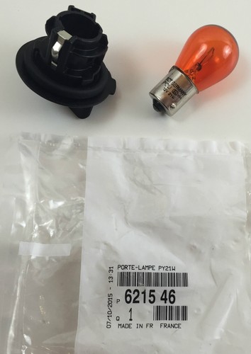 2X CITROEN / PEUGEOT Lamp Holder 6215 46 + PY21W Bulb SCT GERMANY C4 C5 ...