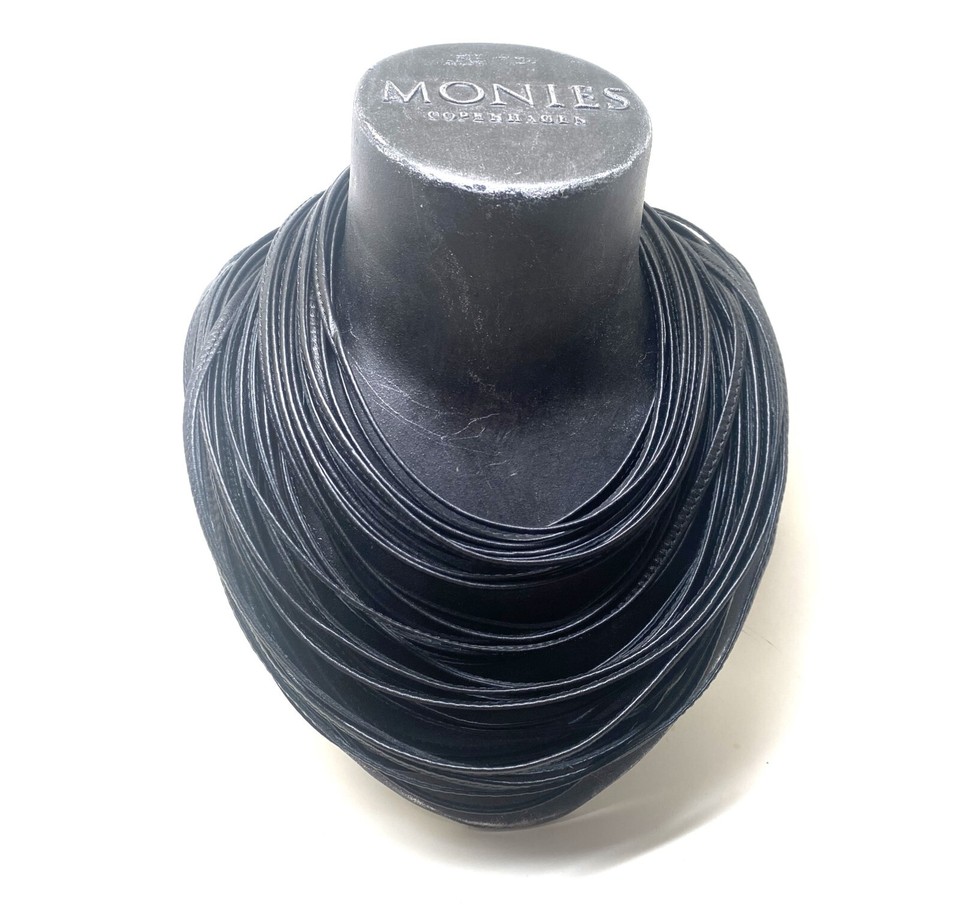 Monies Gerda Lynggaard Dramatic 34 Strand Black Leather Layer Necklace ...