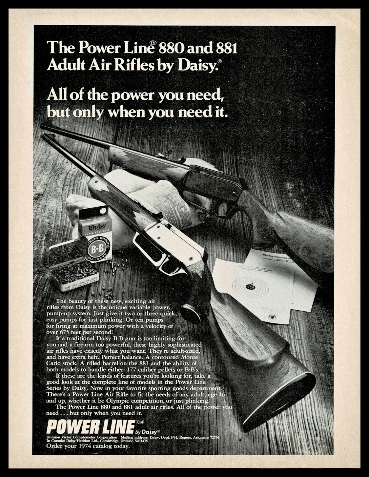 1974 DAISY Power Line 880 and 881 BB or Pellet Gun Air Rifle Vintage ...