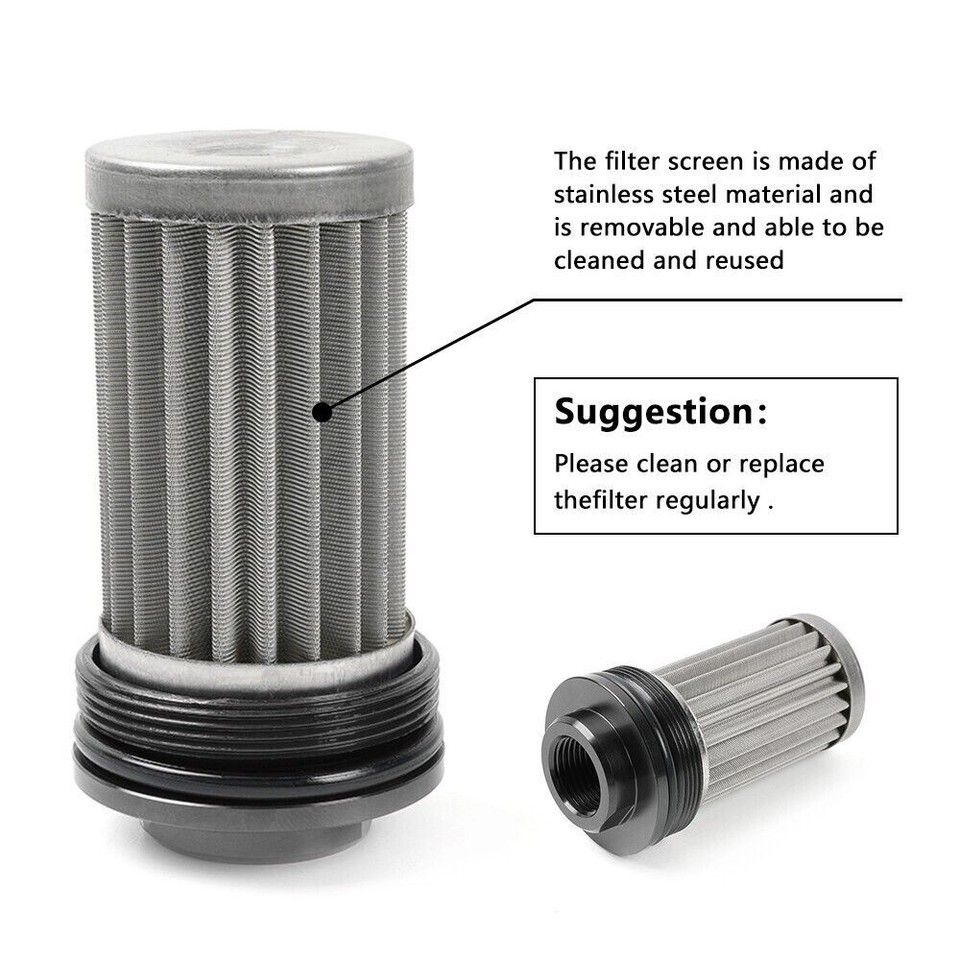 High Flow 100 Micron Inline Fuel Filter Cleanable 6AN 8AN 10AN 50mm ...