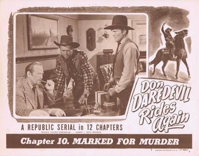 DON DAREDEVIL RIDES AGAIN Original 1951 Lobby Card 3 Chapter 10 Serial ...