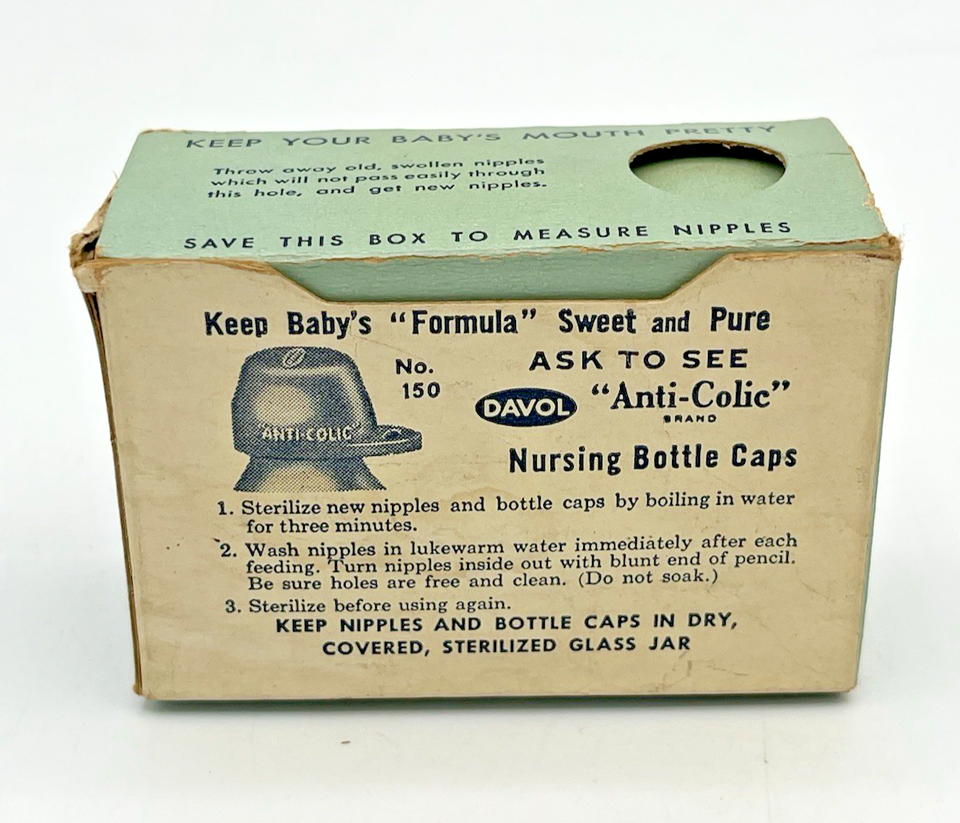 Vintage Advertising Box With Cute Baby Davol Baby Bottle Nipple Anti ...