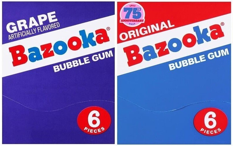 2x Throwback Original Bazooka Mini Wallet Bubblegum 6 Pieces Pack ...