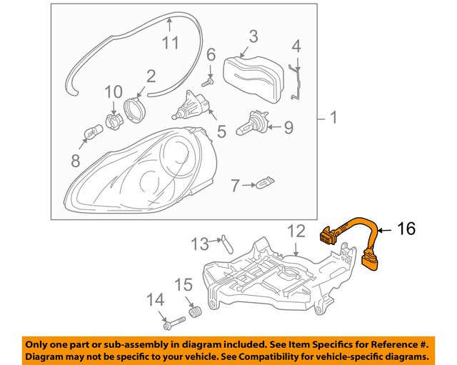 OEM Electrical Headlamp Harness 95563123900 Fits Porsche Cayenne 03-06 ...