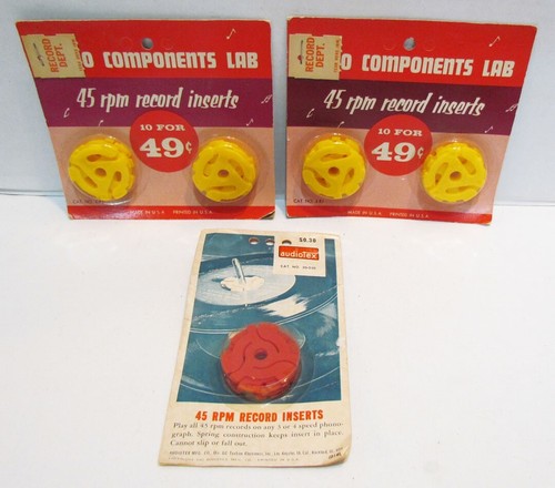 45 RPM RECORD INSERTS ADAPTERS 3 VINTAGE SEALED PACKS AUDIO COMPONENTS ...