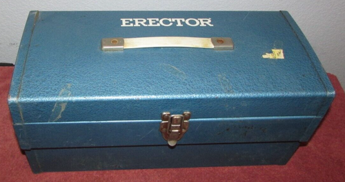 Vintage Gilbert Erector Set Blue Metal Tool Box w/ Tray | eBay