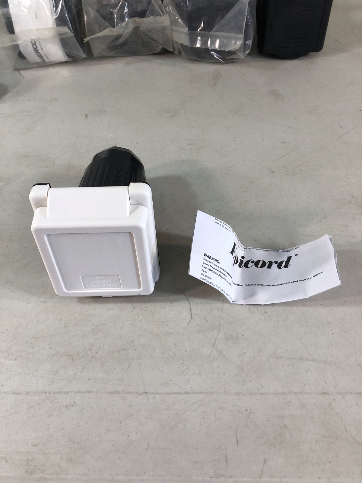 RV/Camper/Trailer 50A 125/250V White INTERTEK POWER INLET MARINE SHORE ...