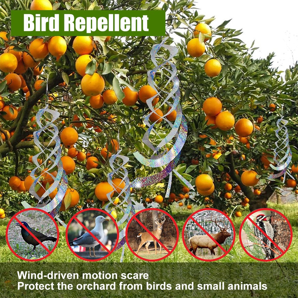 6PCS Bird Repellent Spiral Garden Hanging Reflective Woodpecker ...