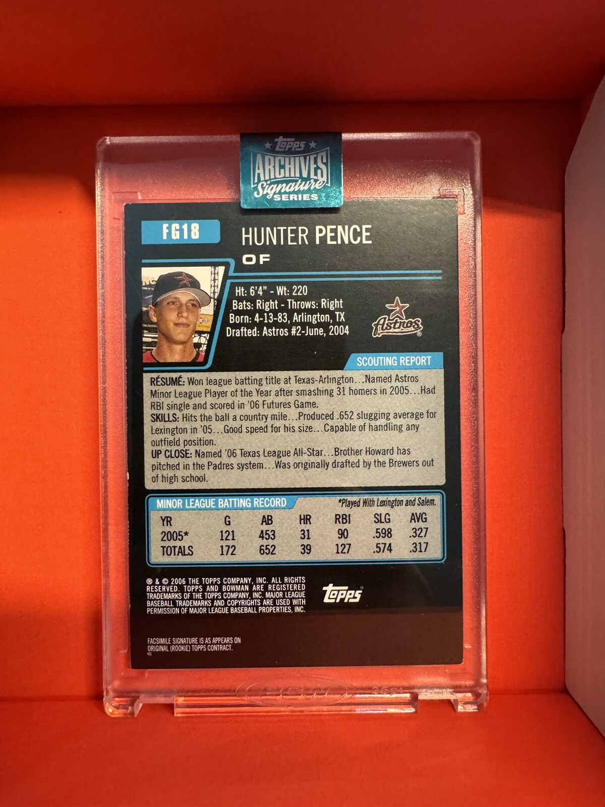 2024 Topps Archives Signature Series Retired HUNTER PENCE Autograph /11 ...