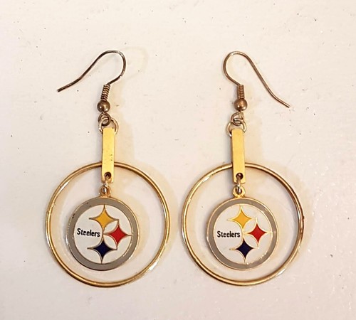 Pittsburgh Steelers Charm Dangle Earrings NFL 2006 Gold tone French ...