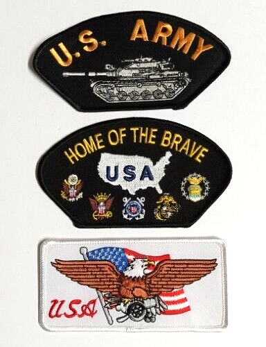 US Army Tank American Flag Eagle Military Embroidered Patch Lot (Qty 3 ...