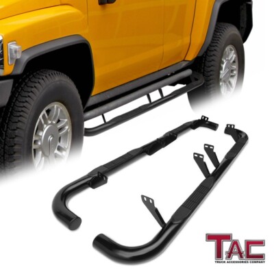 For 2003-2010 Hummer H2/SUT 3" Black Side Step Rails Nerf Bars Running ...