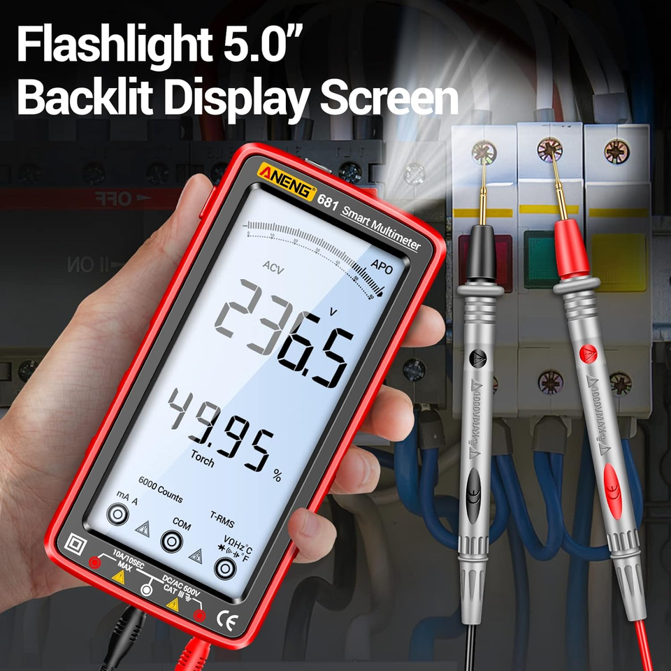 Digital Multimeter Tester Auto-Ranging TRMS 6000 Counts Voltmeter Smart ...