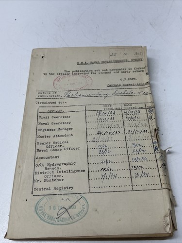 VINTAGE BOOK HMA NAVAL PARLIAMENTARY DEBATES GARDEN ISLAND 1933 NAVY ...
