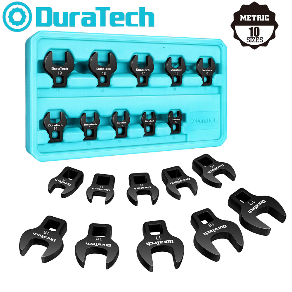 DURATECH 10PC 3/8" Crow Foot Wrench Set Metric 10-19mm Crowfoot Flare ...