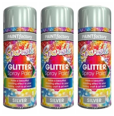 200ml Clear Lacquer Spray Paint with Silver Sparkling Glitter Hobby ...