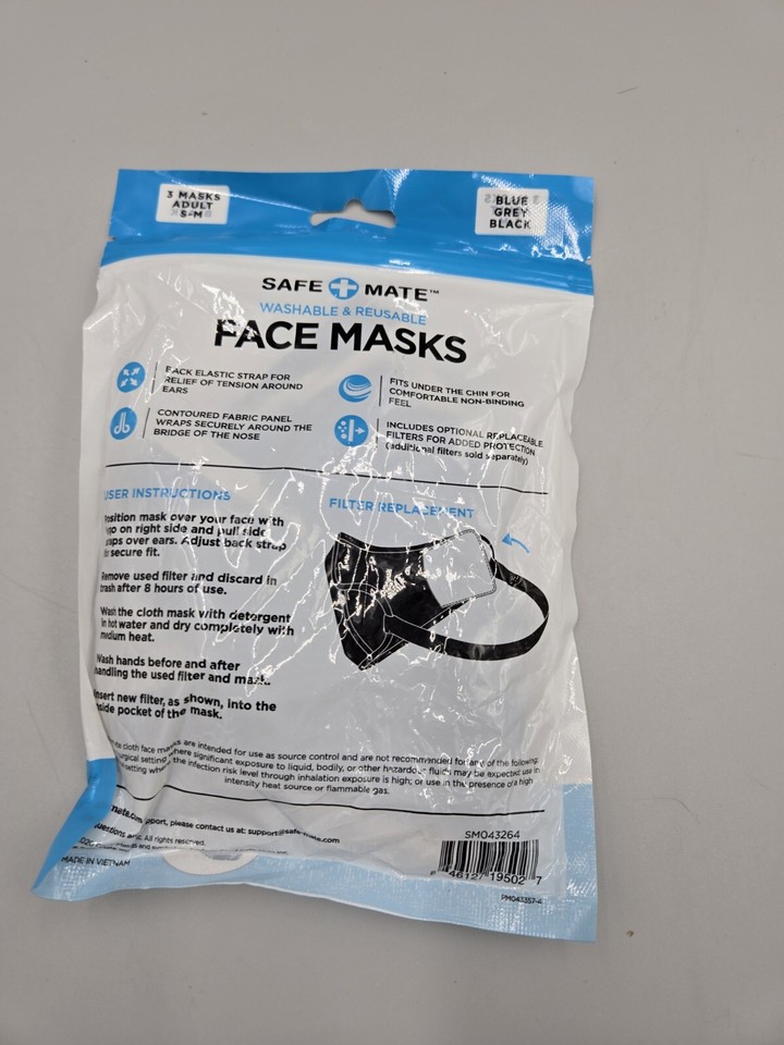 Safe+Mate Washable And Reusable Face Masks | eBay
