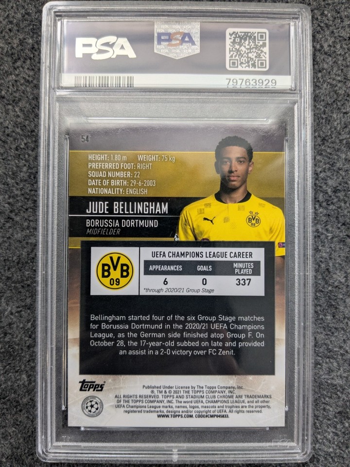 2020-21 TOPPS STADIUM CLUB CHROME JUDE BELLINGHAM ROOKIE CARD PSA 10 ...