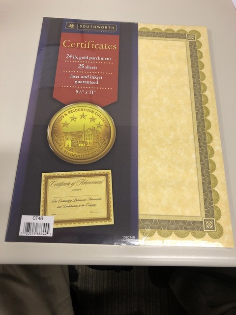 Southworth 24lb Gold Parchment 25 Sheets CD For Certificate Award Southworth 24lb Gold Parchment 25 Sheets CD For Certificate Award
