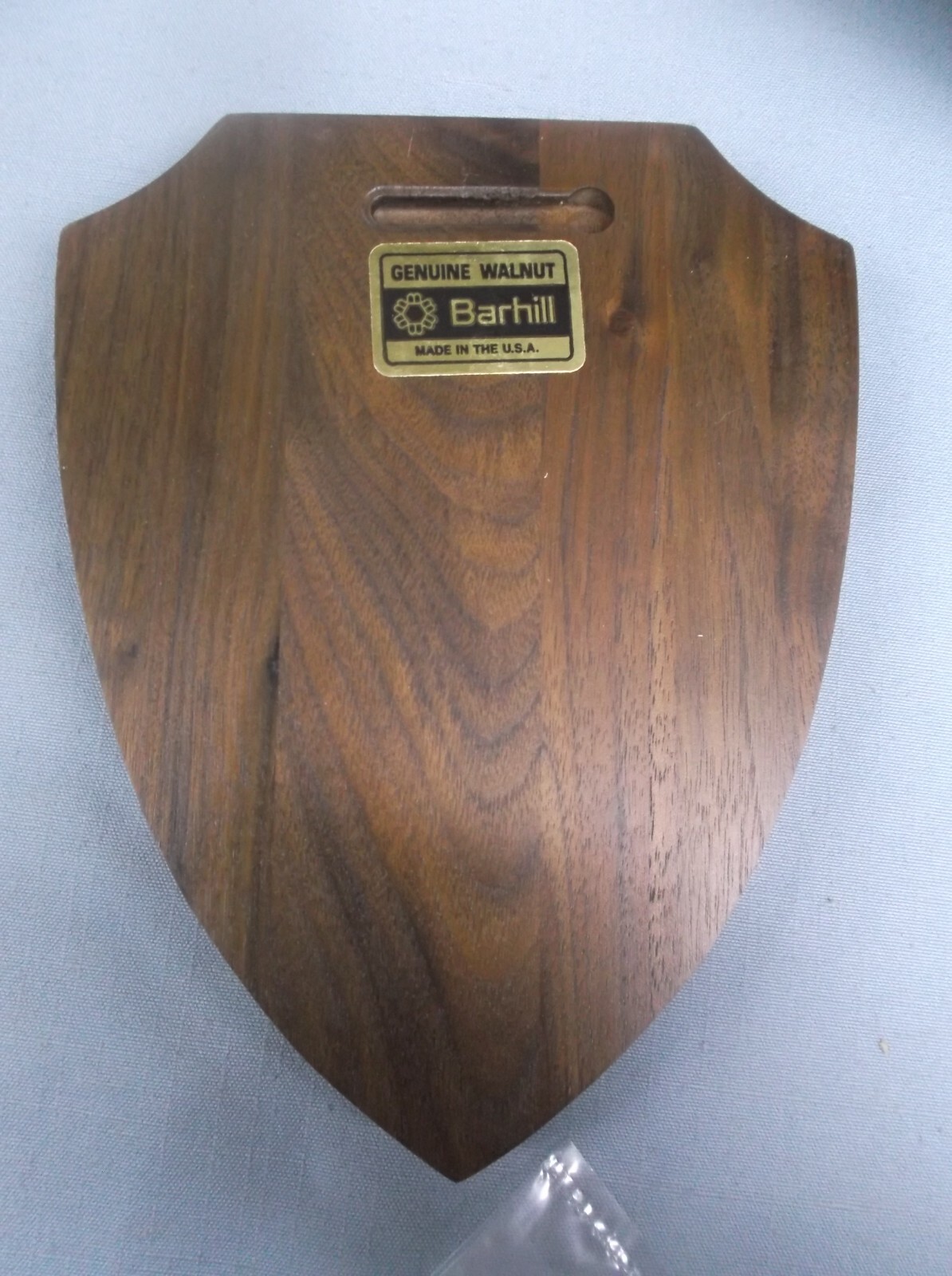 BARHILL P40 A genuine walnut plaque shield gold brass w/hardware trophy ...