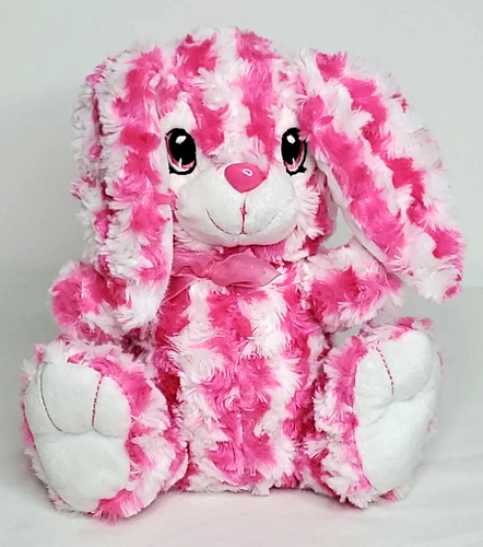 Bunny Rabbit Stuffed Animal Pink White Striped Homerbest 10" Neck Bow ...