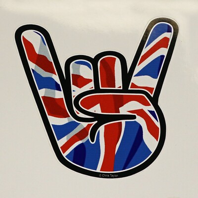 UK Flag Union Jack Rock On Hand Love You Sticker Vinyl Laptop- Water ...