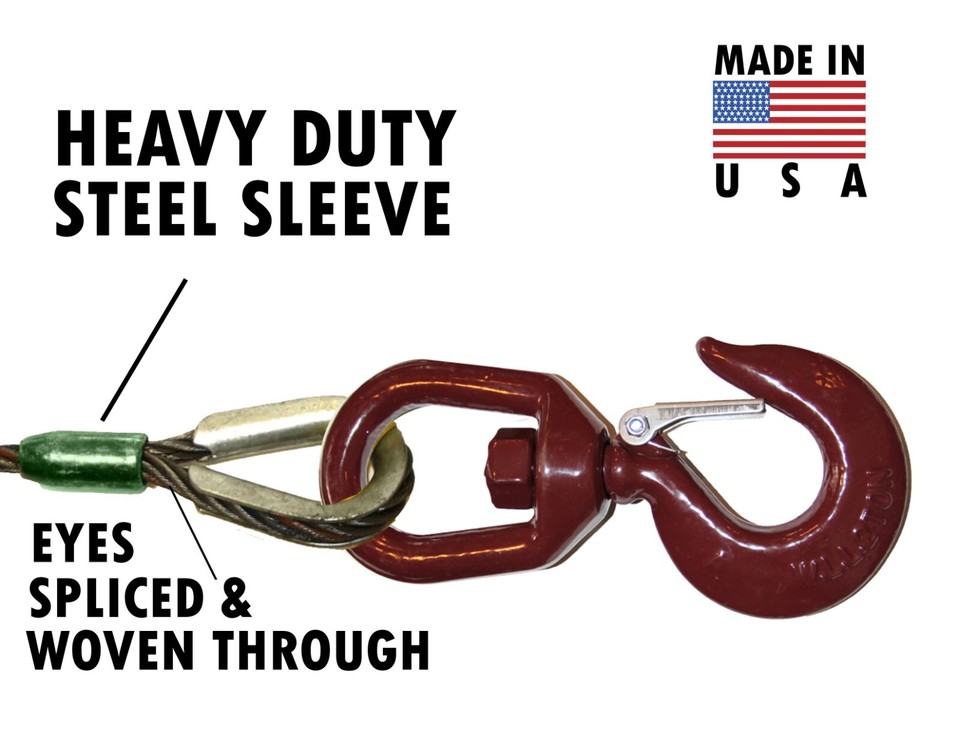 5/8" x 55' Winch Line Tow Cable Wire Rope Swivel Hook Latch Steel Core ...