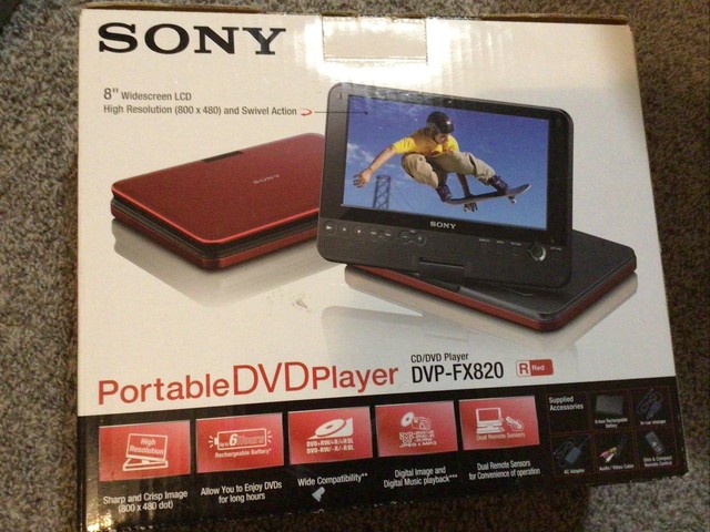 Sony 8-Inch Portable DVD Player - Red - VGC (DVP-FX820/R) w/Extras ...