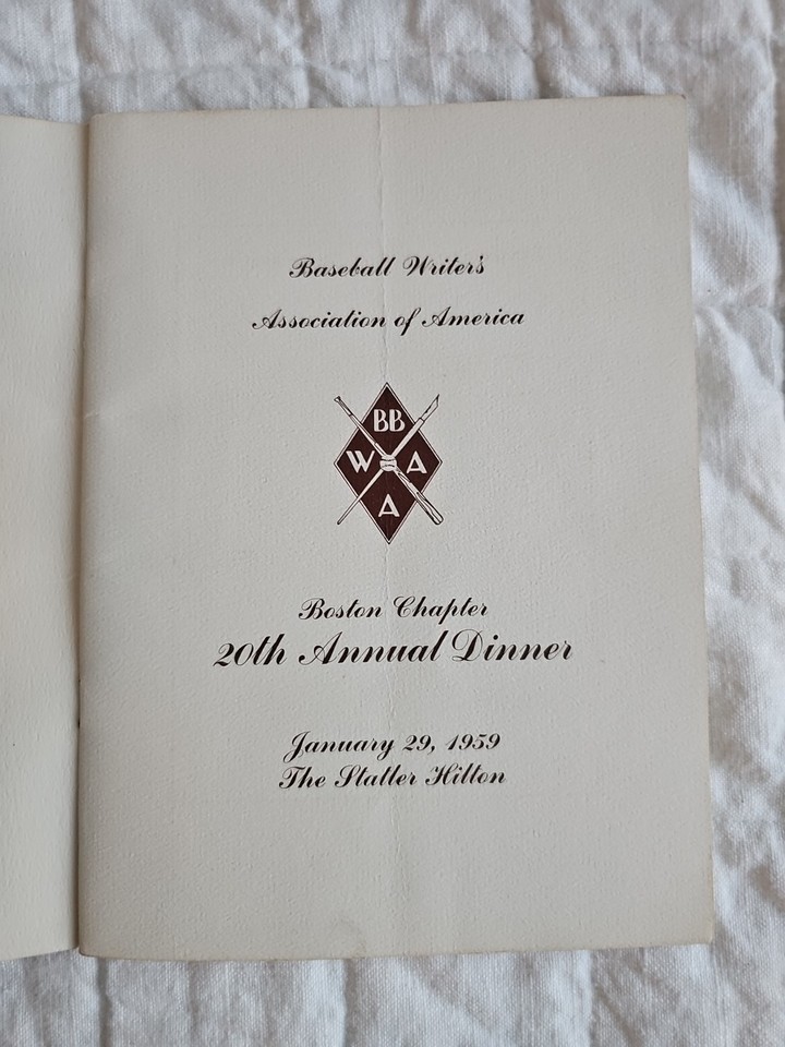 Rare 1959 Baseball Writers of America Annual Dinner program | eBay