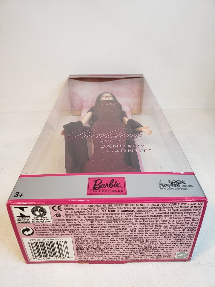 JANUARY GARNET BIRTHSTONE BRUNETTE BARBIE DOLL 2002 MATTEL C5331 NRFB ...