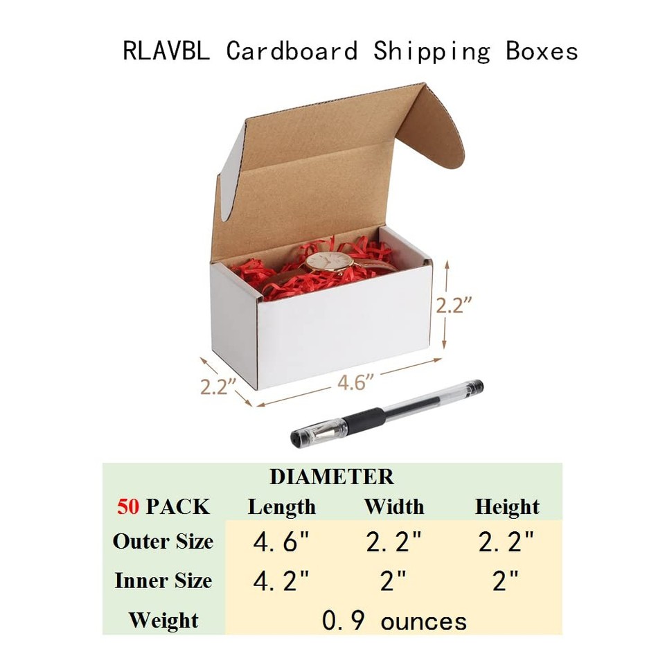 50 Pack 4.6x2.2x2.2 Inches Small Shipping Boxes White Corrugated ...