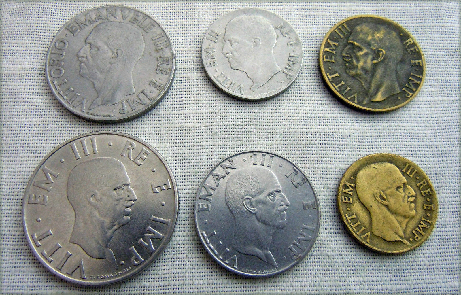ITALIAN FASCIST WWII COINS SET COMPLET 1940 6 coins | eBay