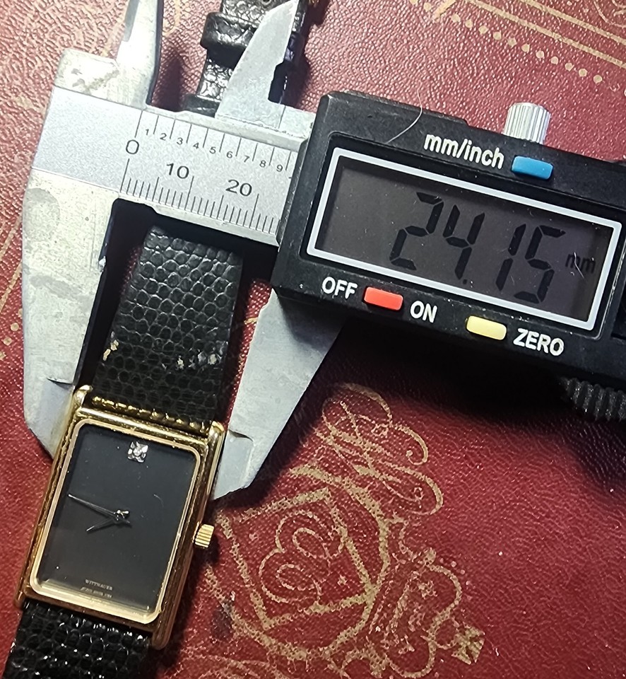 Vintage Men Wittnauer Swiss Watch Diamond Accent Black Dial Lizard ...