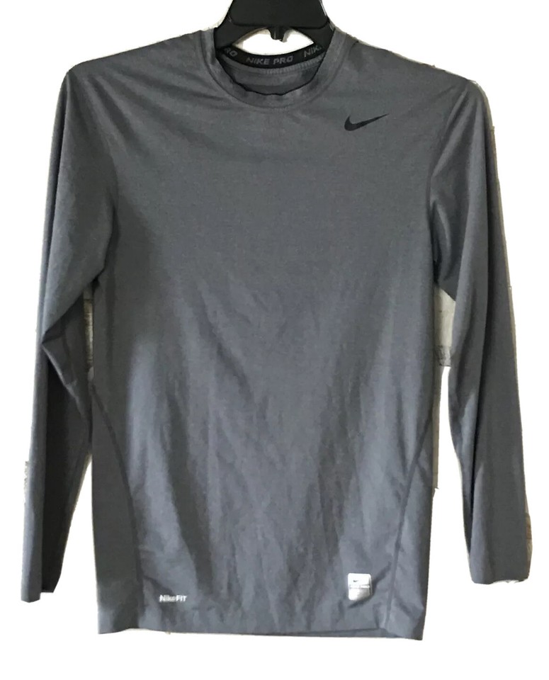 Nike Pro Compression Fit Gray Long Sleeve Top Base Layer Youth Sz Large ...