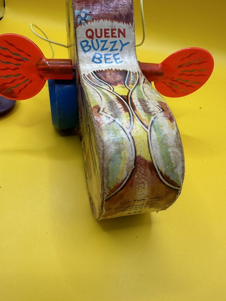Vintage Fisher Price Queen Buzzy Bee #444 Wood Pull Toy 1958 | eBay