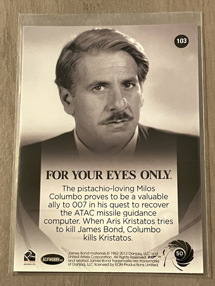 Milos Columbo / Chaim Topol - James Bond 007 Trading Card. For Your ...