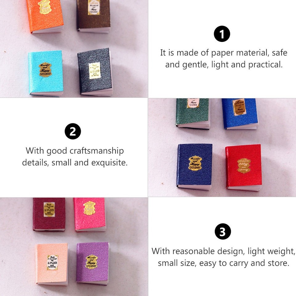 12Pcs Decorative Mini Book Models Colored Notebook Ornaments Vivid ...