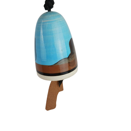 Vtg Smal Southwest Pottery Hand Painted Windbell Hanging Bell Cactus ...