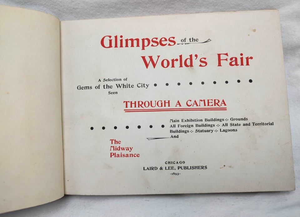 1893 Chicago World's Fair Glimpses Through a Camera Photo Book Laird ...