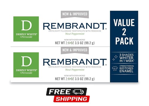 Rembrandt Deeply White + Peroxide Whitening Toothpaste, Peppermint ...