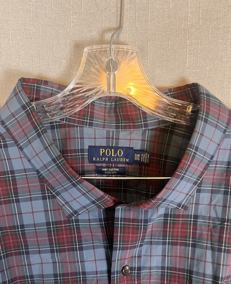 Polo Ralph Lauren Button Up Shirt Mens Size 5XB Madras Plaid Long ...