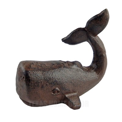 Cast Iron Whale Paperweight Decorative Figurine Statue Rustic Nautical ...