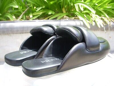Prada Soft Padded Nappa Leather Mules Black Women's Size Prada Soft Padded Nappa Leather Mules Black Women's Size