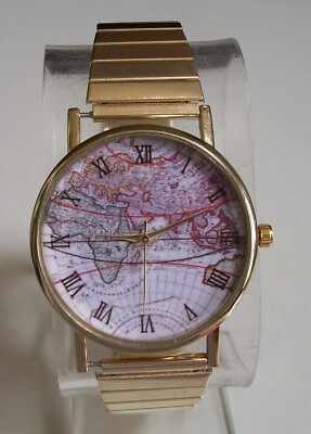 Men/Women Stretch Band WORLD MAP Dial Fashion Dressy/Casual Watch | eBay