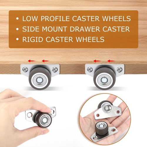 1.25 Inch Small Side Mount Caster Wheels, Mini Low Profile Casters Set ...