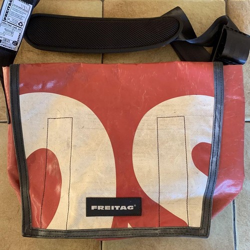 FREITAG Red Messenger Bag Large Recycled Truck Tarp Adjustable Strap | eBay