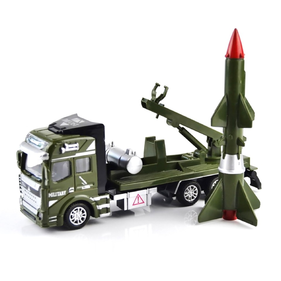 1:64 Military Truck Alloy Model with Rocket Missile Souvenir Static ...