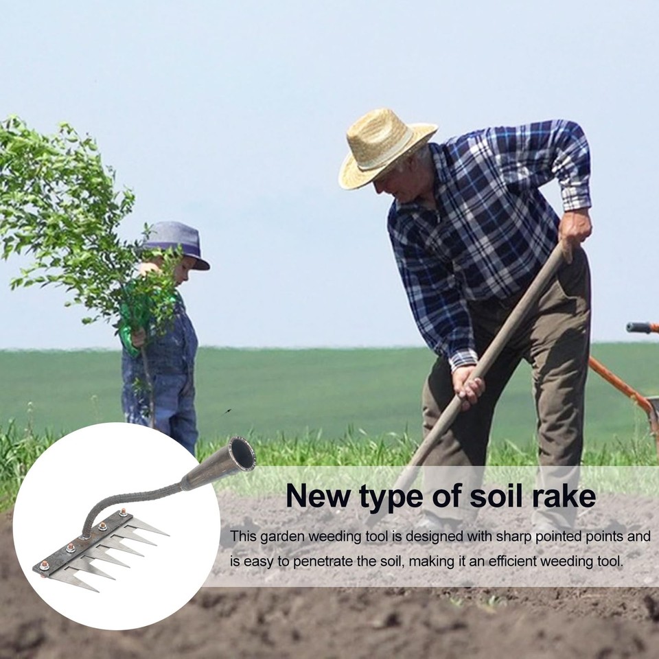 7 Teeth Carbon Steel Garden Weeding Rake Garden Rakes Metal Heavy Duty ...